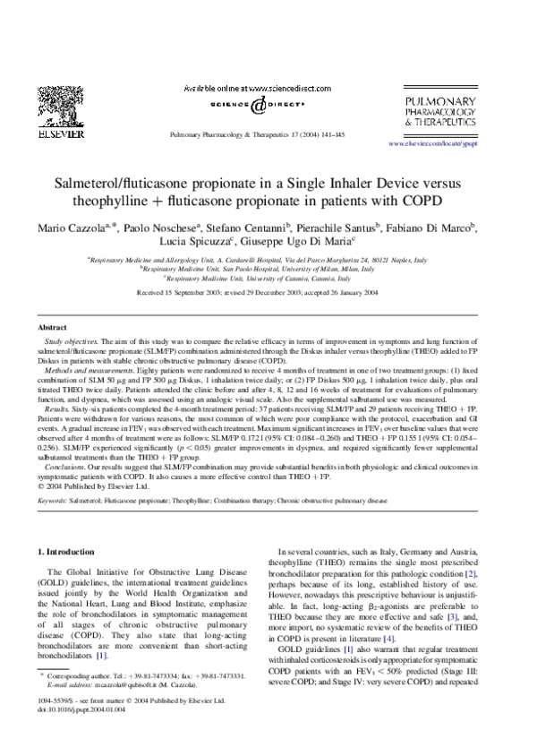 (PDF) Salmeterol/fluticasone propionate in a Single Inhaler Device ...