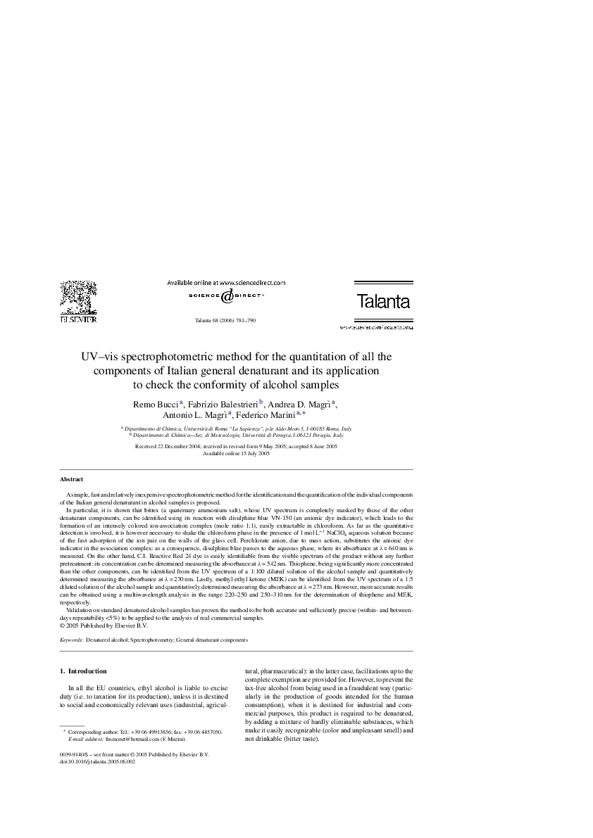 (PDF) UV–vis spectrophotometric method for the quantitation of all the ...