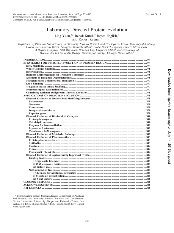 (PDF) Laboratory-Directed Protein Evolution | Robert Keenan - Academia.edu