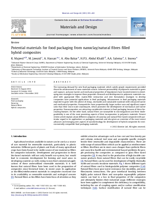 (PDF) Potential materials for food packaging from nanoclay/natural ...