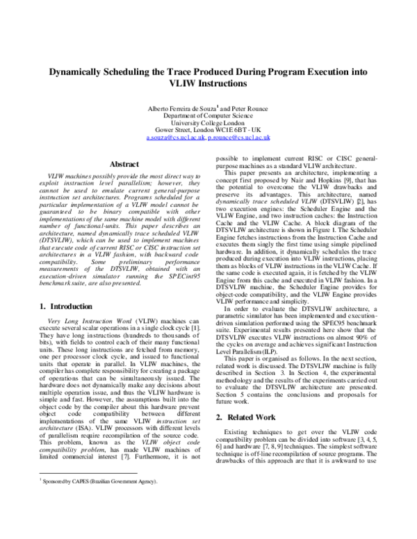 Pdf Dynamically Scheduling The Trace Produced During Program Execution Into Vliw Instructions 2504