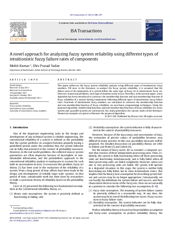 Pdf A Novel Approach For Analyzing Fuzzy System Reliability Using Different Types Of 