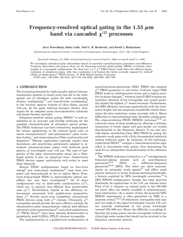 (PDF) Frequency resolved optical gating in the 1.55µm band via cascaded χ(2) processes