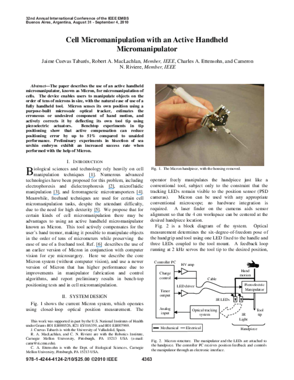 (PDF) Cell micromanipulation with an active handheld micromanipulator