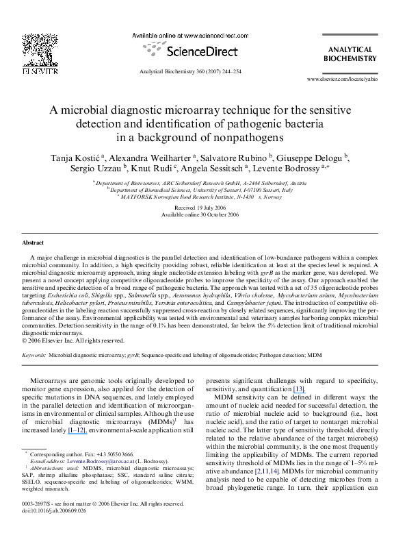 (PDF) A microbial diagnostic microarray technique for the sensitive ...