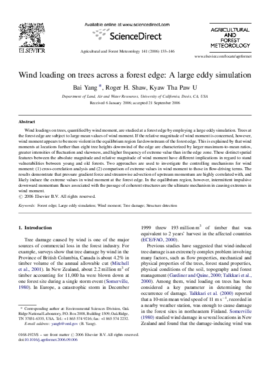 (PDF) Wind loading on trees across a forest edge: A large eddy simulation