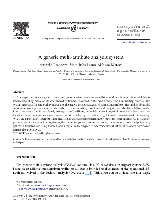 (PDF) A generic multi-attribute analysis system