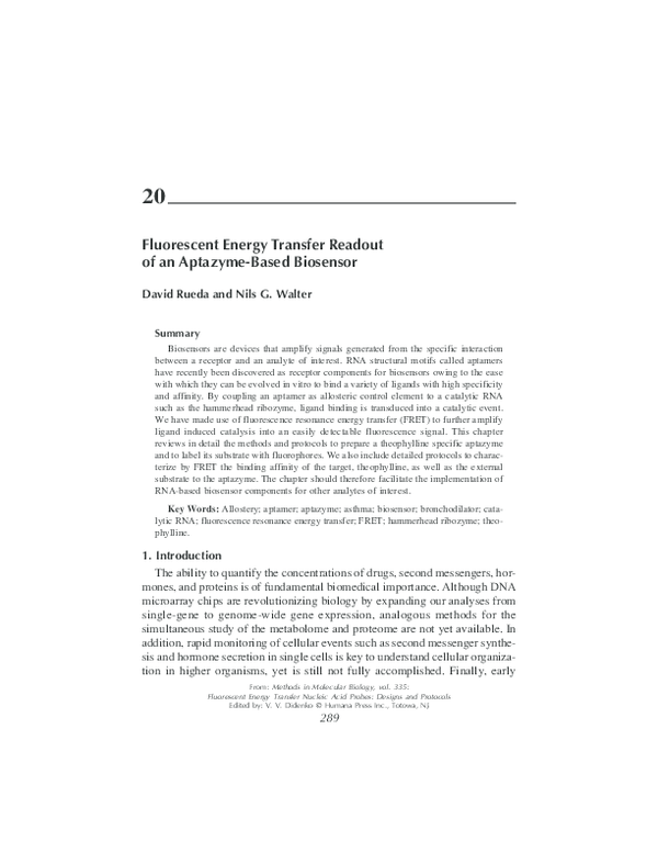 (PDF) Aptazyme Biosensor for Fluorescent Energy Transfer