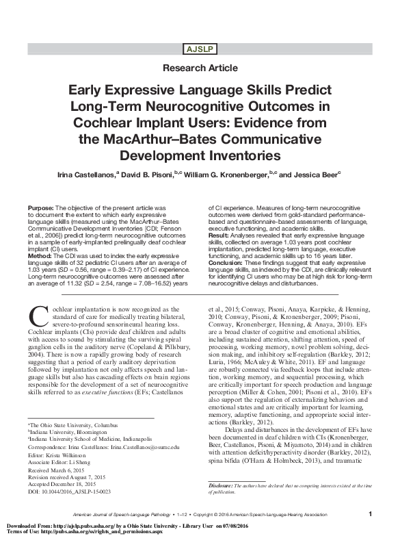 (PDF) Early expressive language skills predict long-term neurocognitive ...