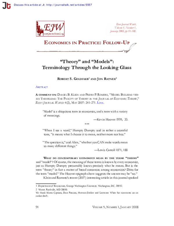 (PDF) â€œTheoryâ€ and â€œModelsâ€: Terminology Through the Looking ...