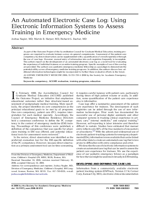(PDF) An Automated Electronic Case Log: Using Electronic Information ...