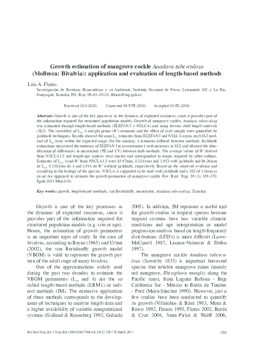 (PDF) Growth estimation of mangrove cockle Anadara tuberculosa ...