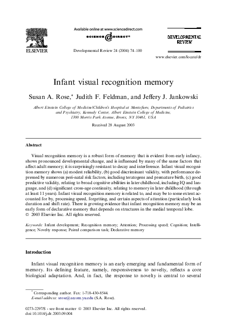 (PDF) Infant visual recognition memory