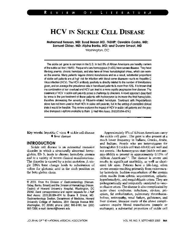 (PDF) HCV in sickle cell disease