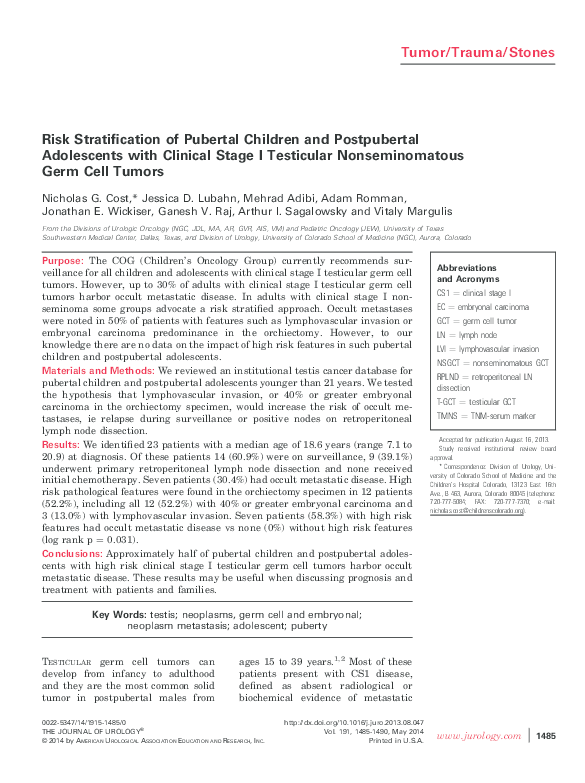 (PDF) Risk Stratification of Pubertal Children and Postpubertal ...