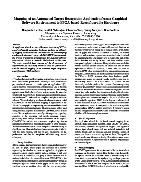 Pdf Mapping Of An Automated Target Recognition Application From A Graphical Software