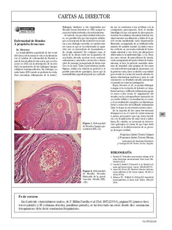 (PDF) Enfermedad de Mondor. A propósito de un caso