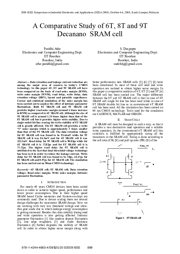 (PDF) A comparative study of 6T, 8T and 9T decanano SRAM cell