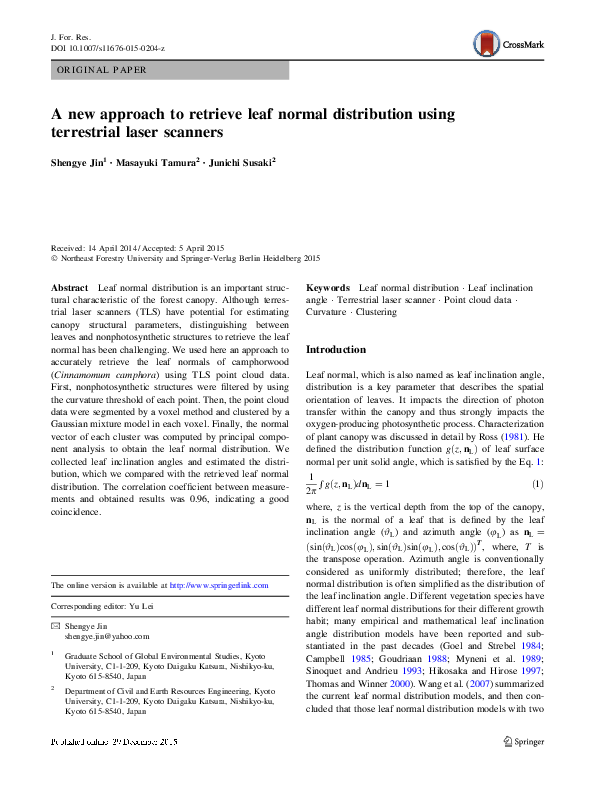 (PDF) A new approach to retrieve leaf normal distribution using ...