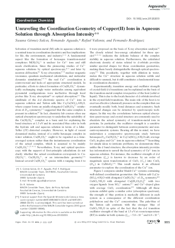 (PDF) Unraveling the Coordination Geometry of Copper(II) Ions in ...