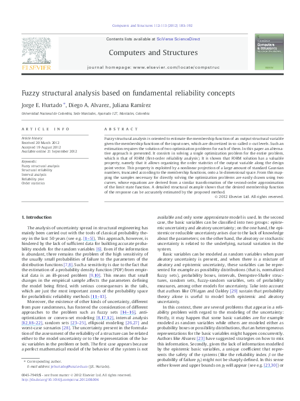 (PDF) Fuzzy structural analysis based on fundamental reliability concepts