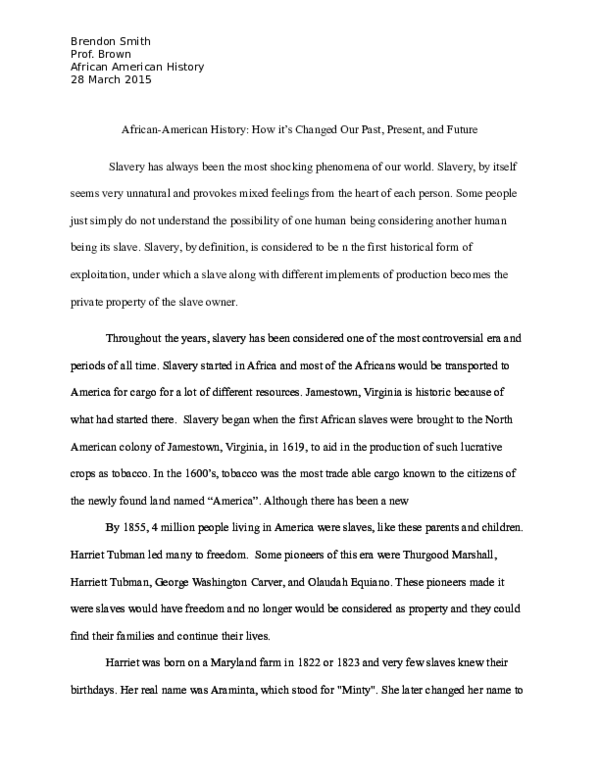 (DOC) African-American History Project paper