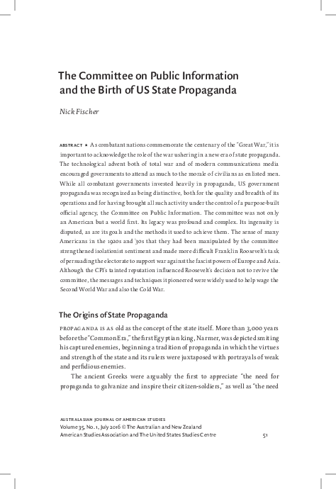 (PDF) The Committee on Public Information and the Birth of US State ...