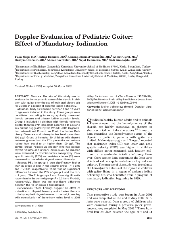 (PDF) Doppler evaluation of pediatric goiter: Effect of mandatory ...