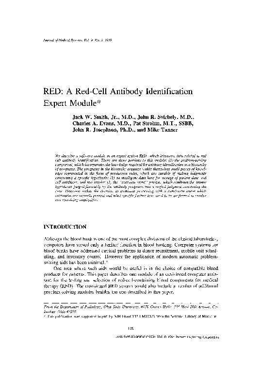 (PDF) RED: A red-cell antibody identification expert module