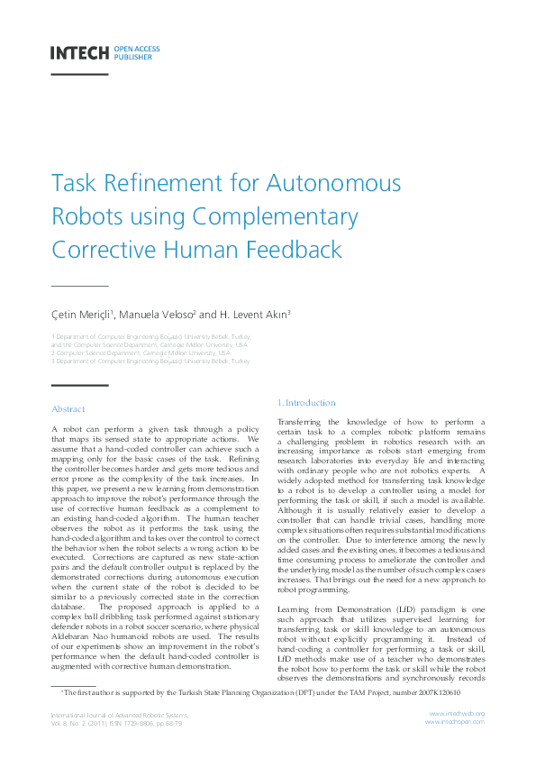 (PDF) Task Refinement for Autonomous Robots using Complementary ...