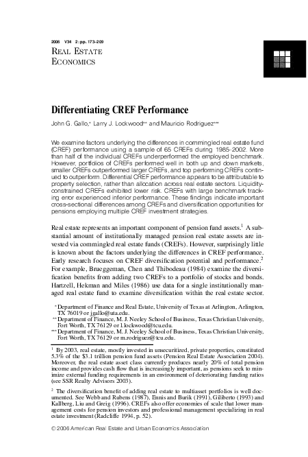 (PDF) Differentiating CREF Performance