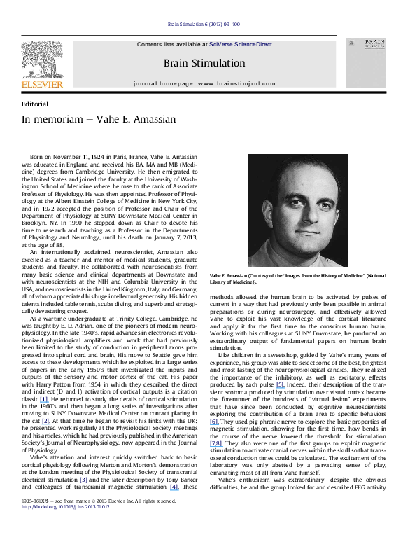 (PDF) In memoriam – Vahe E. Amassian