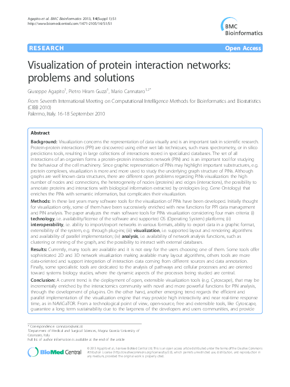 (PDF) Visualization of protein interaction networks: problems and solutions