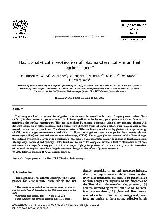 (PDF) Basic analytical investigation of plasma-chemically modified ...