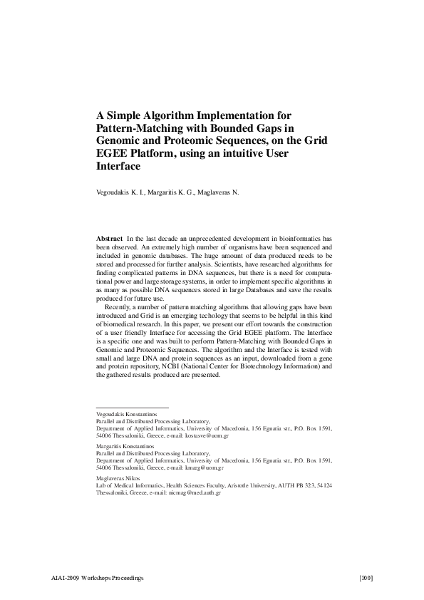 (PDF) A Simple Algorithm Implementation for Pattern-Matching with Bounded Gaps in Genomic and ...