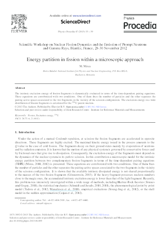 Pdf Energy Partition In Fission Within A Microscopic Approach