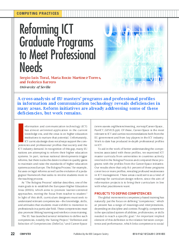 (PDF) Reforming ICT Graduate Programs to Meet Professional Needs