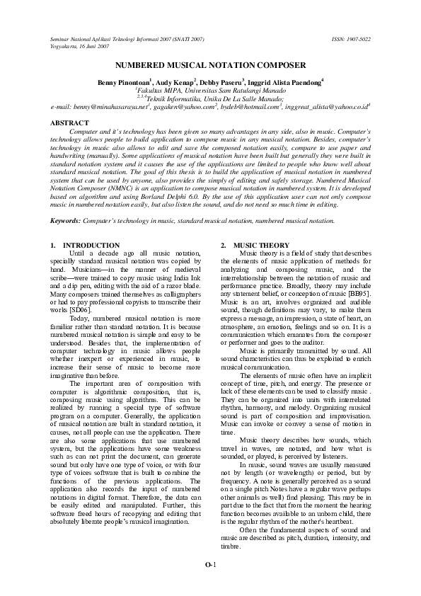 (PDF) Numbered Musical Notation Composer