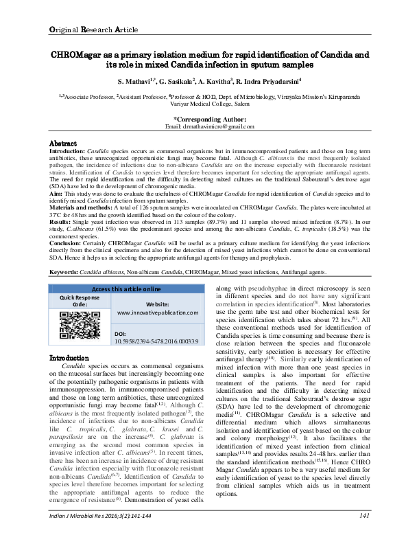 (PDF) CHROMagar as a primary isolation medium for rapid identification ...