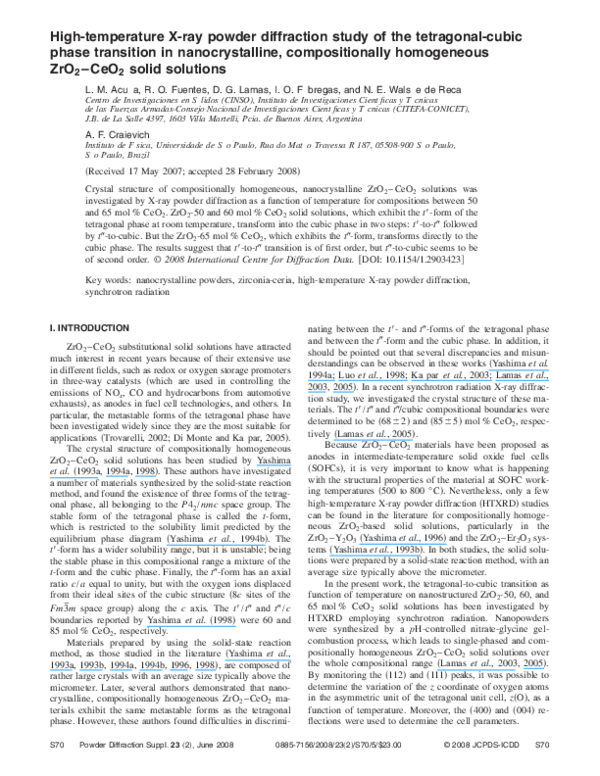 (PDF) High-temperature X-ray powder diffraction study of the tetragonal ...