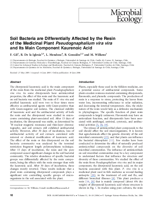 (PDF) Soil Bacteria are Differentially Affected by the Resin of the Medicinal Plant ...
