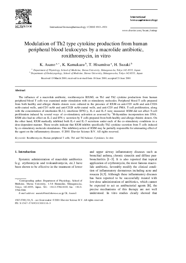 (PDF) Modulation of Th2 type cytokine production from human peripheral ...