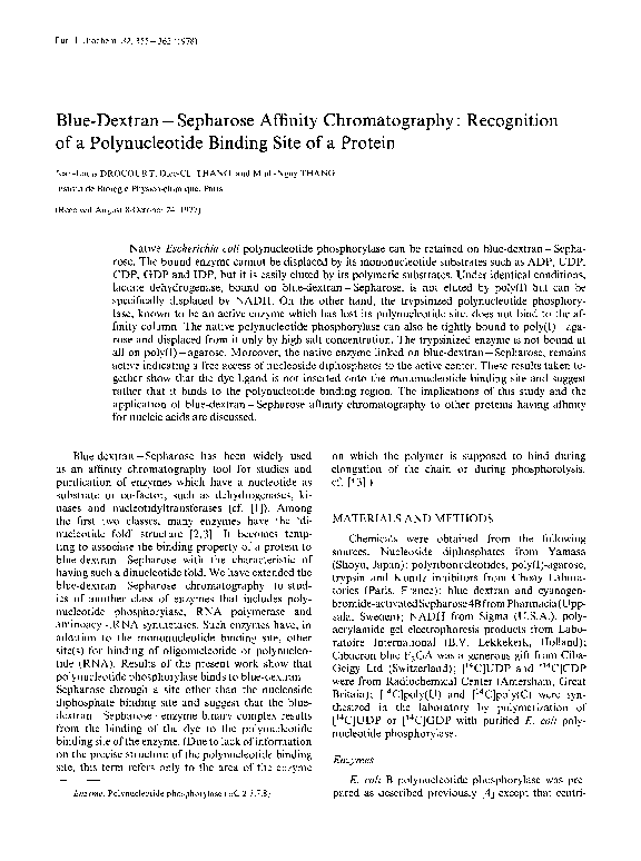 (PDF) Blue-Dextran - Sepharose Affinity Chromatography: Recognition of ...