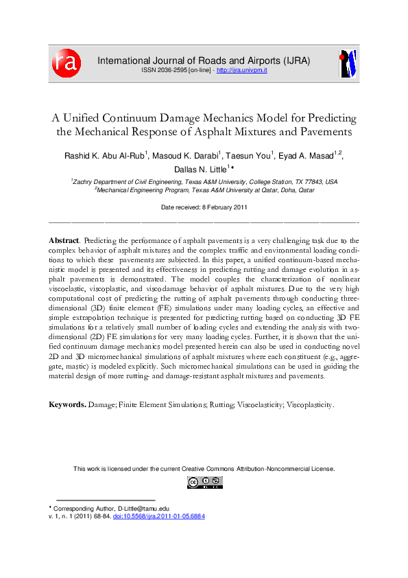 (PDF) A Unified Continuum Damage Mechanics Model for Predicting the Mechanical Response of ...