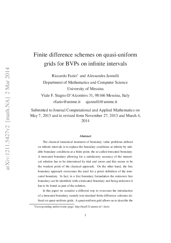 (PDF) Finite difference schemes on quasi-uniform grids for BVPs on infinite intervals