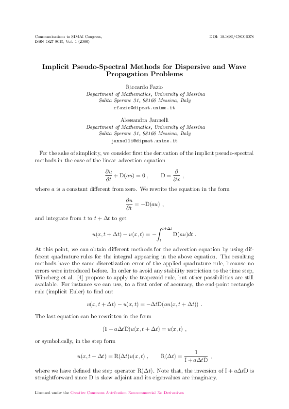 Pdf Implicit Pseudo Spectral Methods For Dispersive And Wave Propagation Problems
