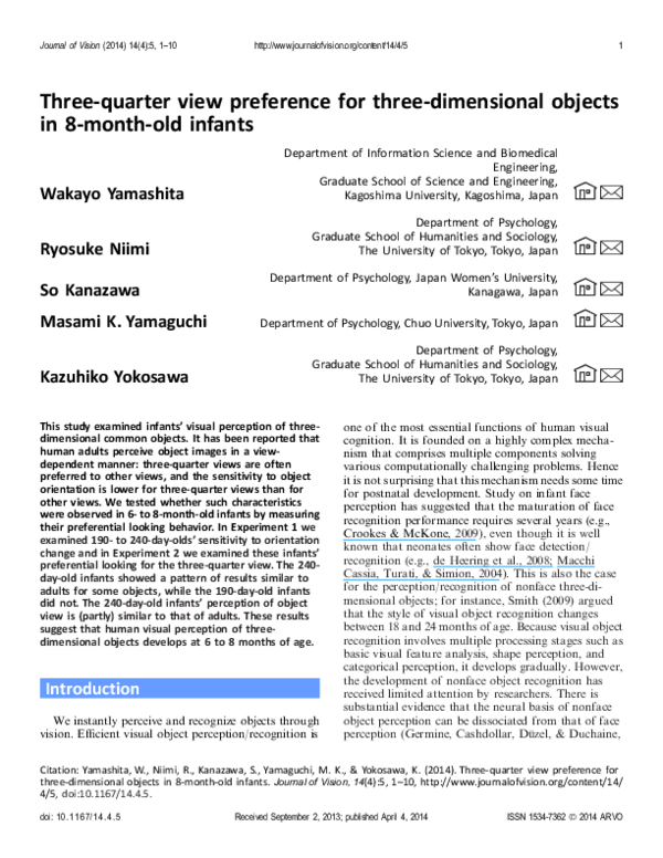 (PDF) Three-quarter view preference for three-dimensional objects in 8 ...