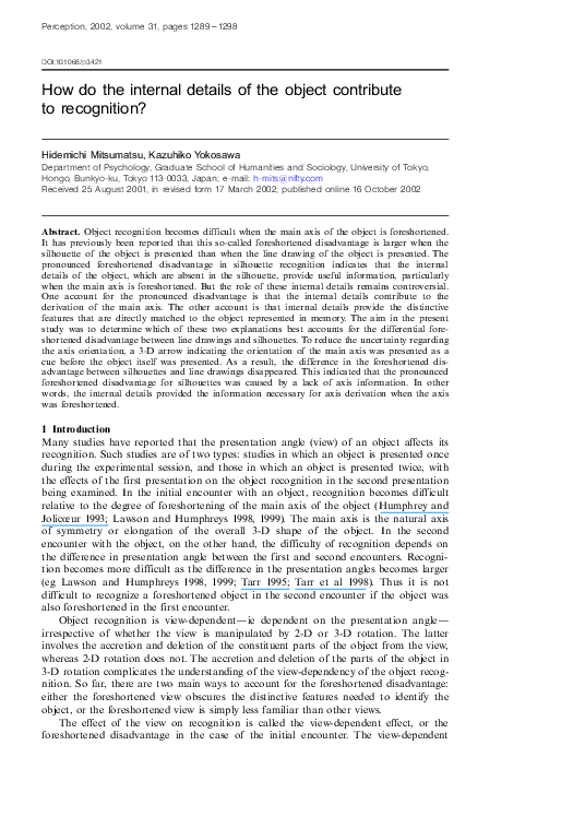 (PDF) How do the internal details of the object contribute to recognition?
