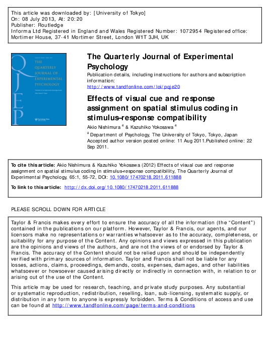 (PDF) Effects of visual cue and response assignment on spatial stimulus coding in stimulus ...