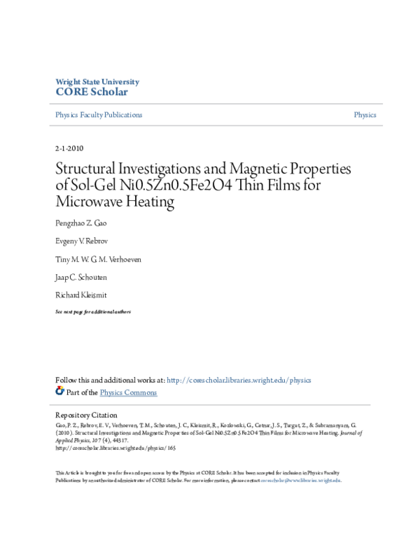 (PDF) Structural investigations and magnetic properties of sol-gel Ni0.5Zn0.5Fe2O4 thin films ...